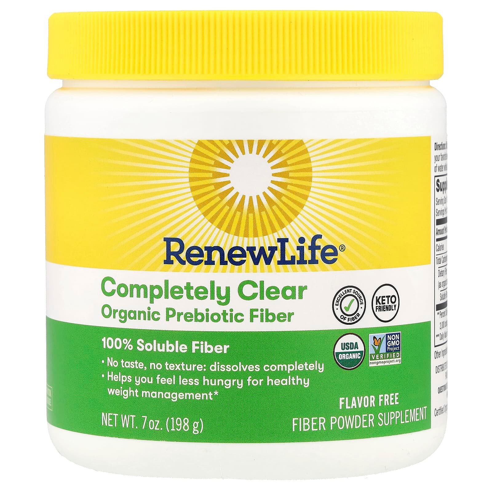 Renew Life, Completely Clear Organic Prebiotic Fiber, Unflavored , 7 oz ...
