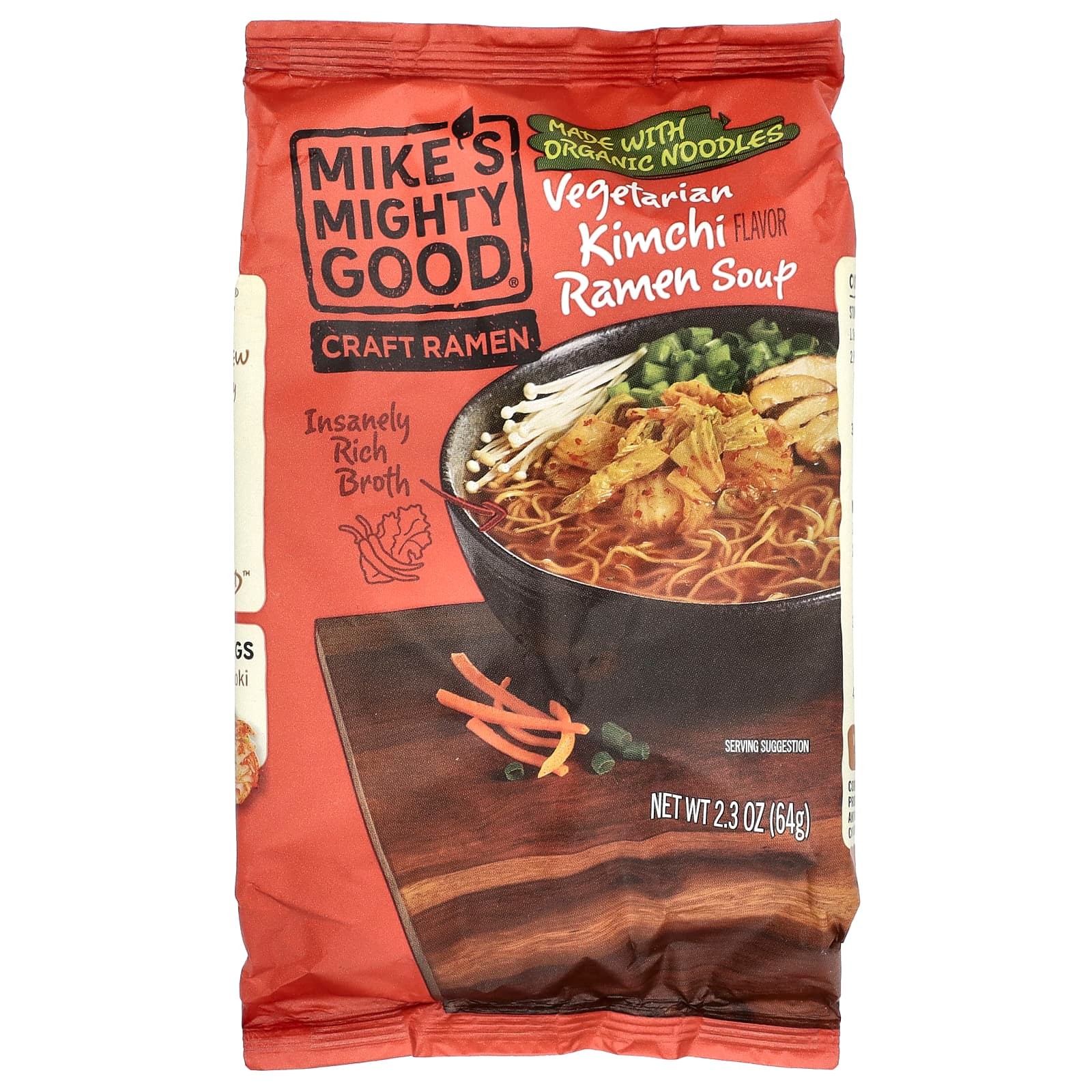 Mike's Mighty Good, Craft Ramen, Vegetarian Kimchi Ramen Soup, 2.3 oz ...