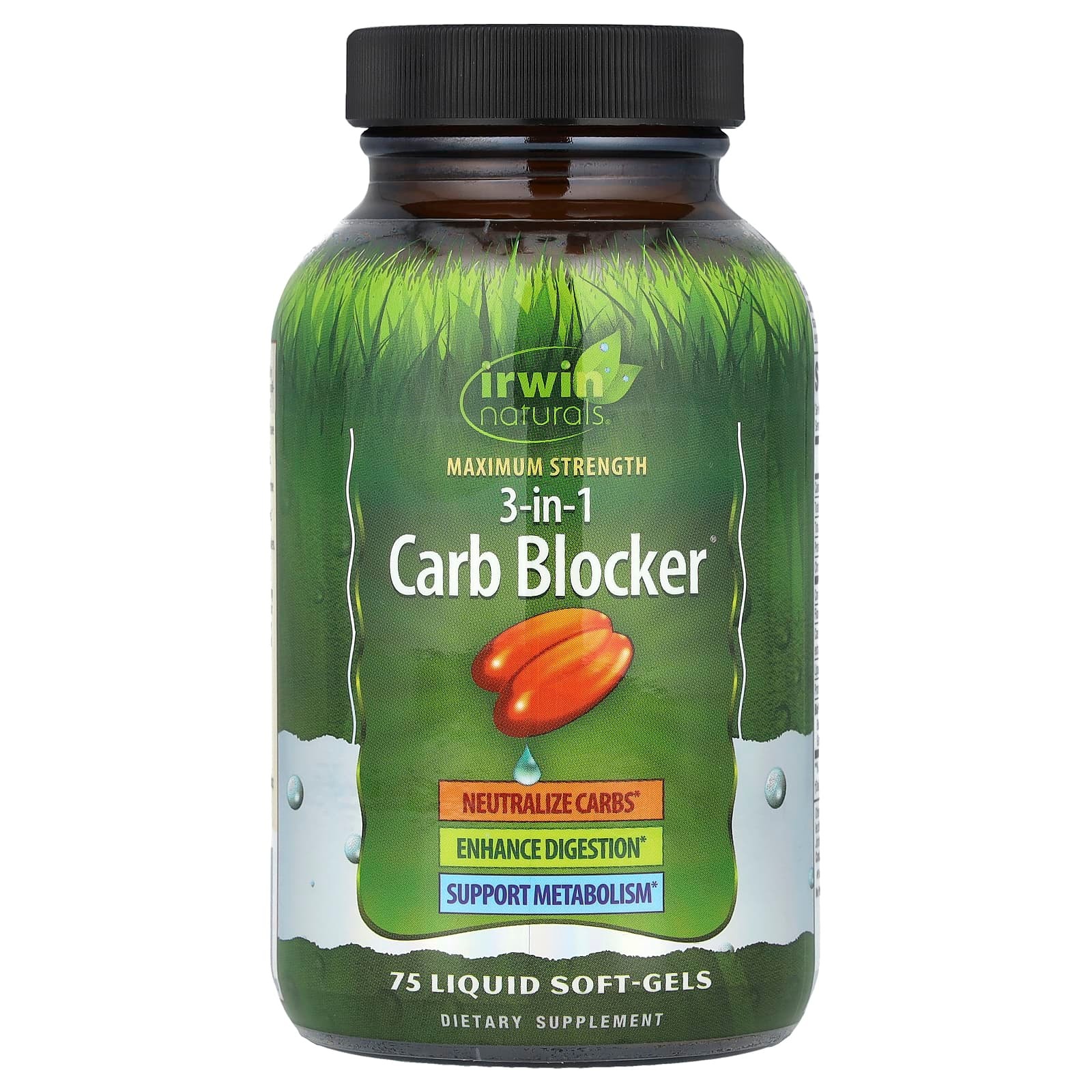 Irwin Naturals, 3-In-1 Carb Blocker®, Maximum Strength, 75 Liquid Soft ...
