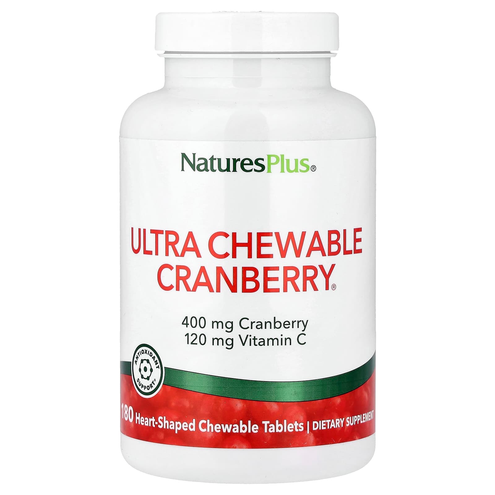 NaturesPlus, Ultra Chewable Cranberry®, 180 Heart-Shaped Chewables ...