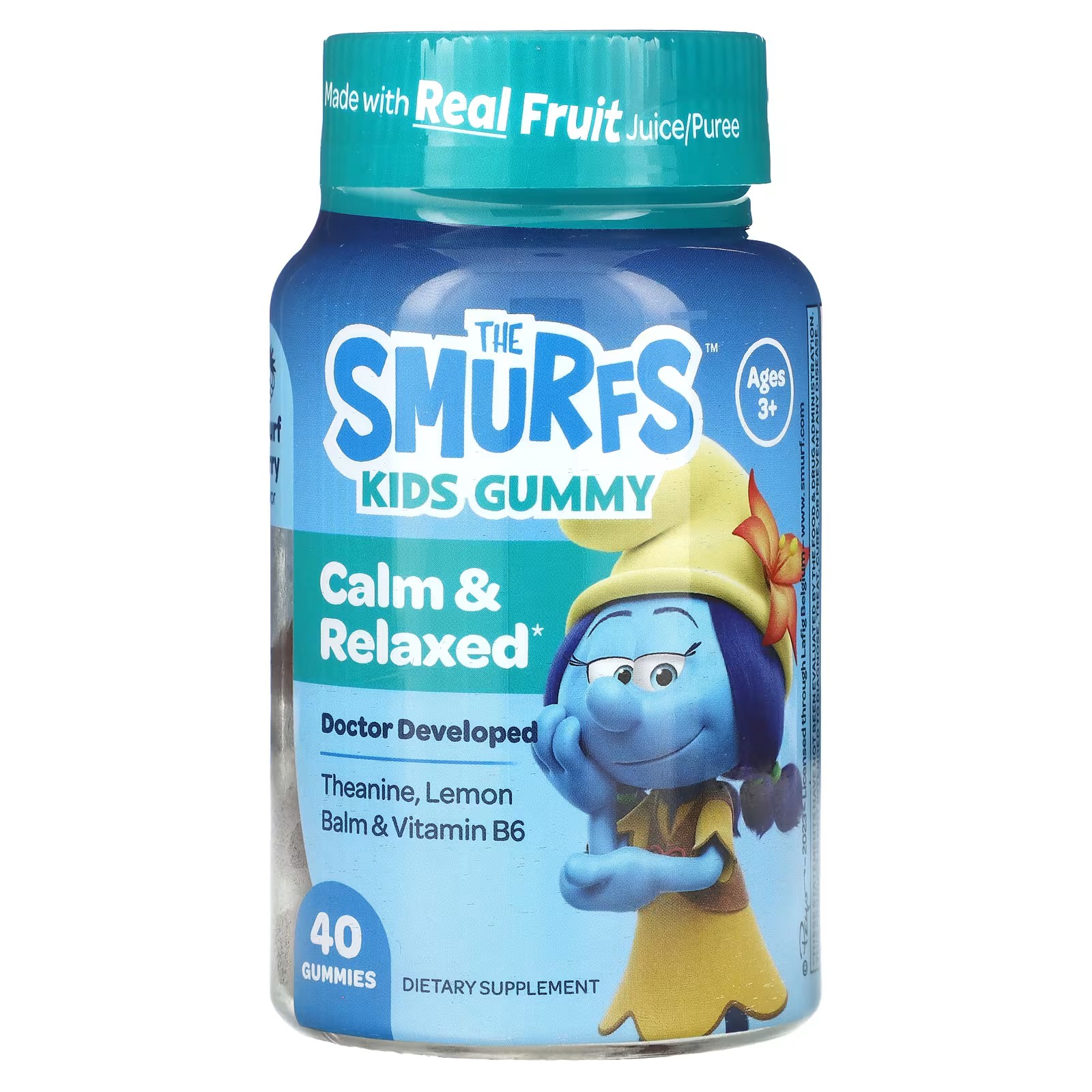 The Smurfs, Kids Gummy, Calm & Relaxed, Ages 3+, Smurf Berry, 40 ...