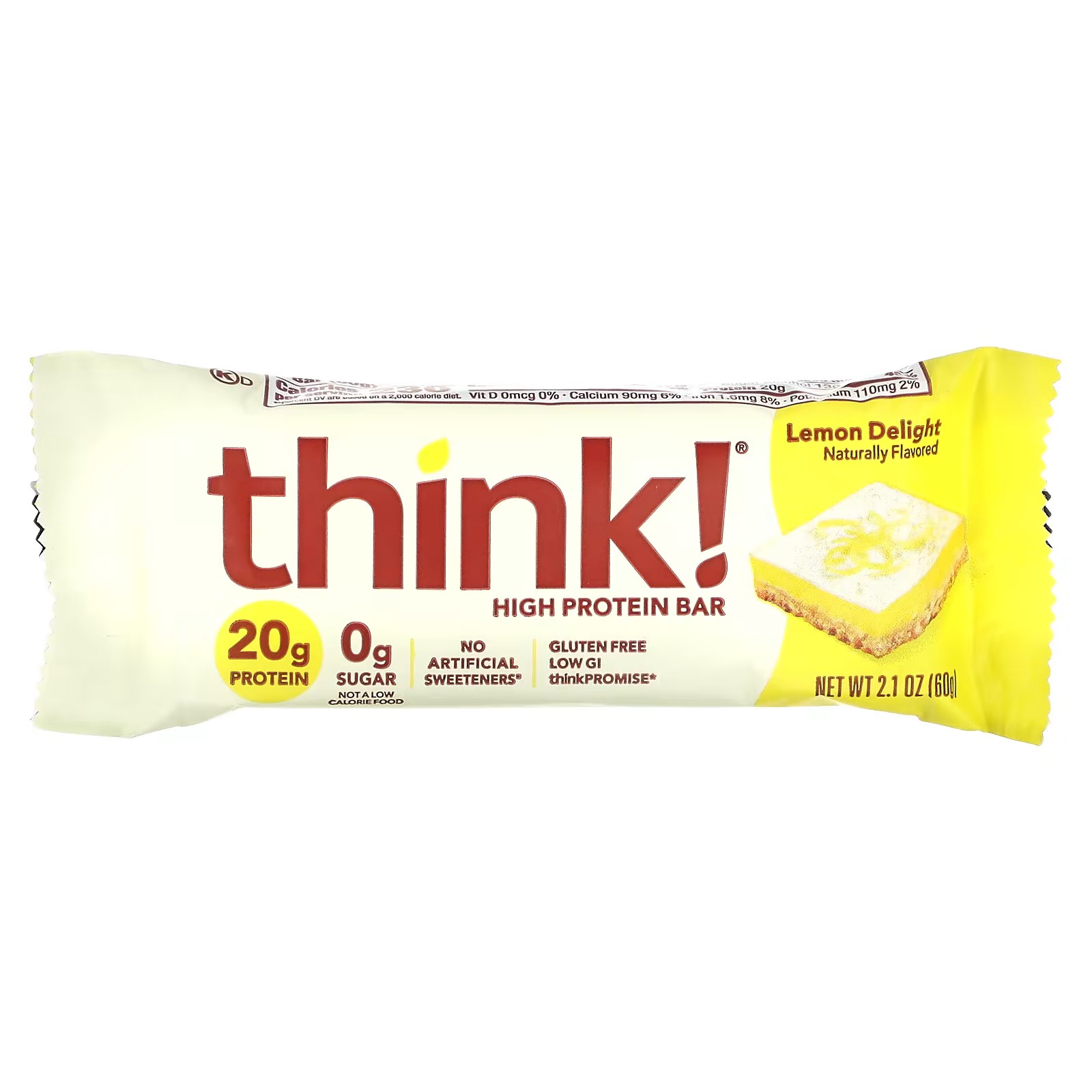 Think !, High Protein Bars, Lemon Delight, 10 Bars, 2.1 oz (60 g) Each ...