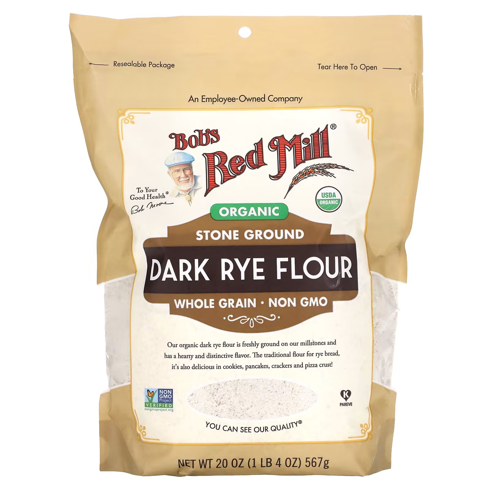 Bob's Red Mill, Organic Dark Rye Flour, Whole Grain, 20 oz (567 g) Best ...