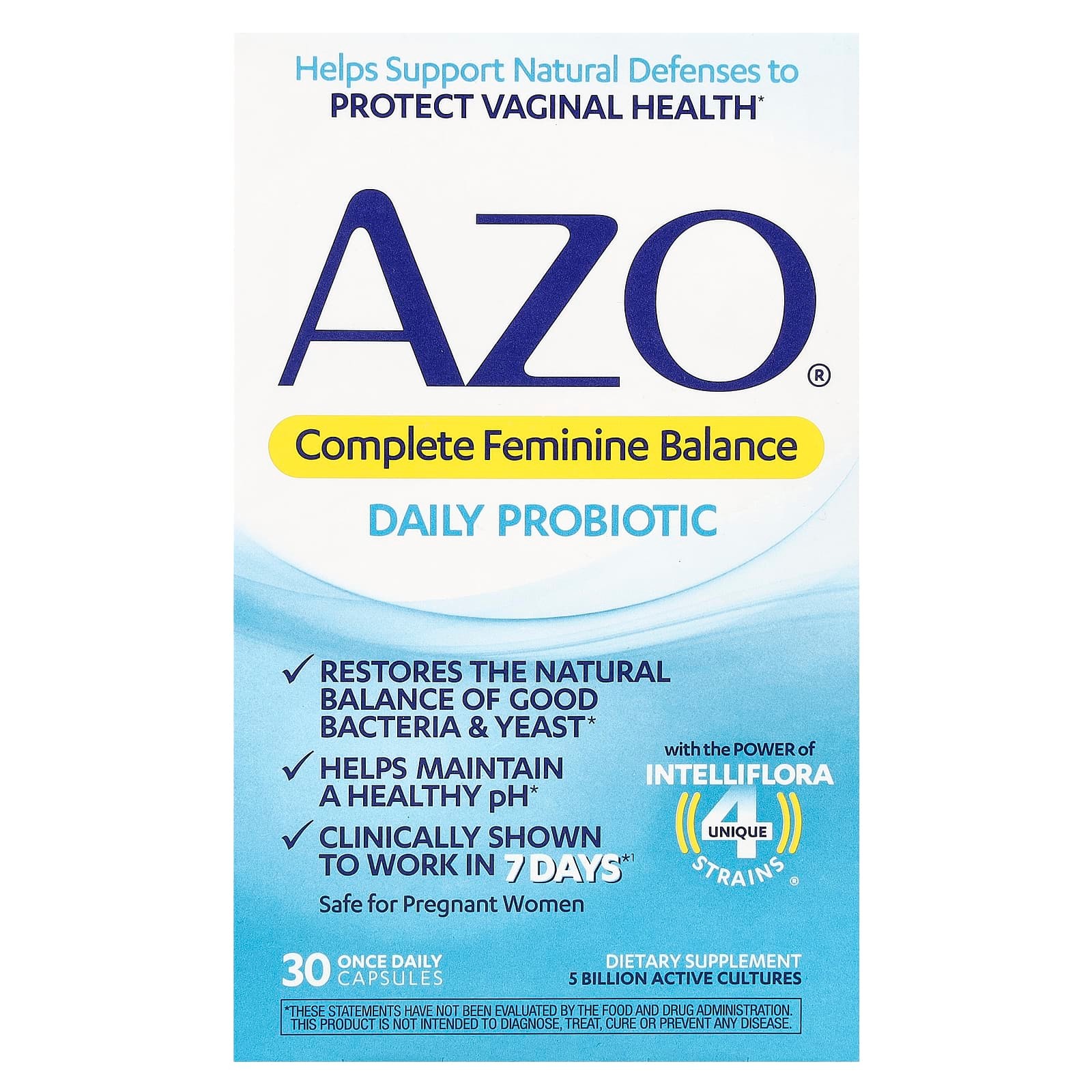 AZO, Complete Feminine Balance, Daily Probiotic, 5 Billion, 30 Once ...