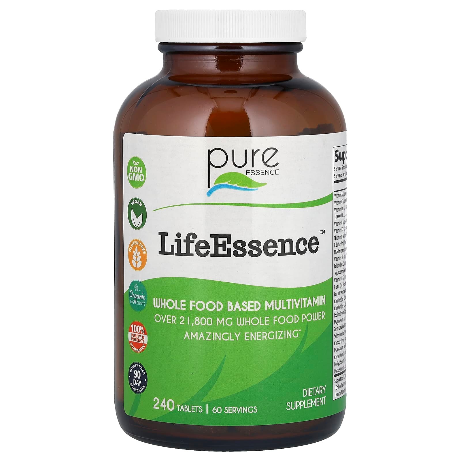Pure Essence, LifeEssence, Whole Food Based Multivitamin, 240 Tablets ...