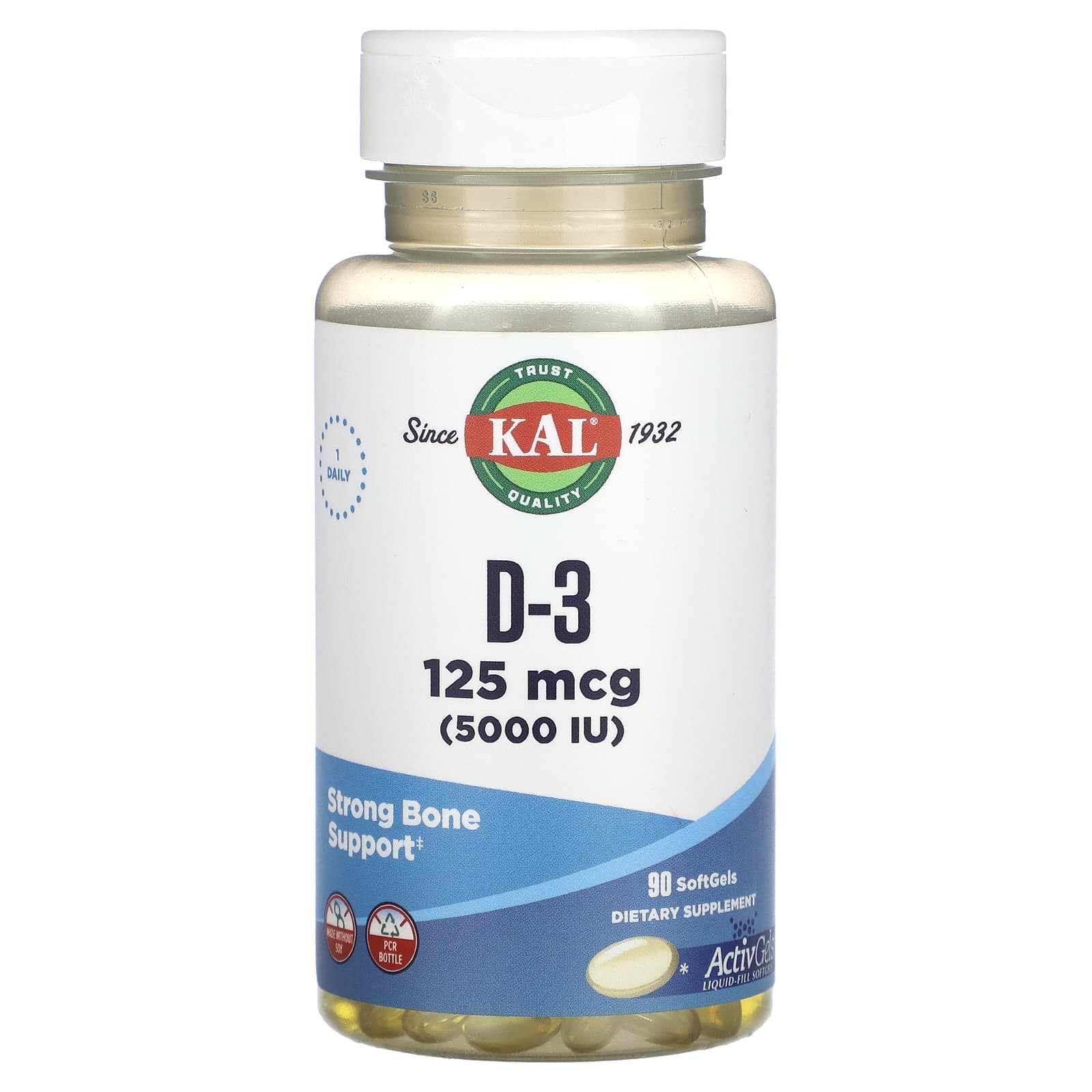 KAL, D-3, 125 mcg (5,000 IU), 90 Softgels Deals and Price History at ...