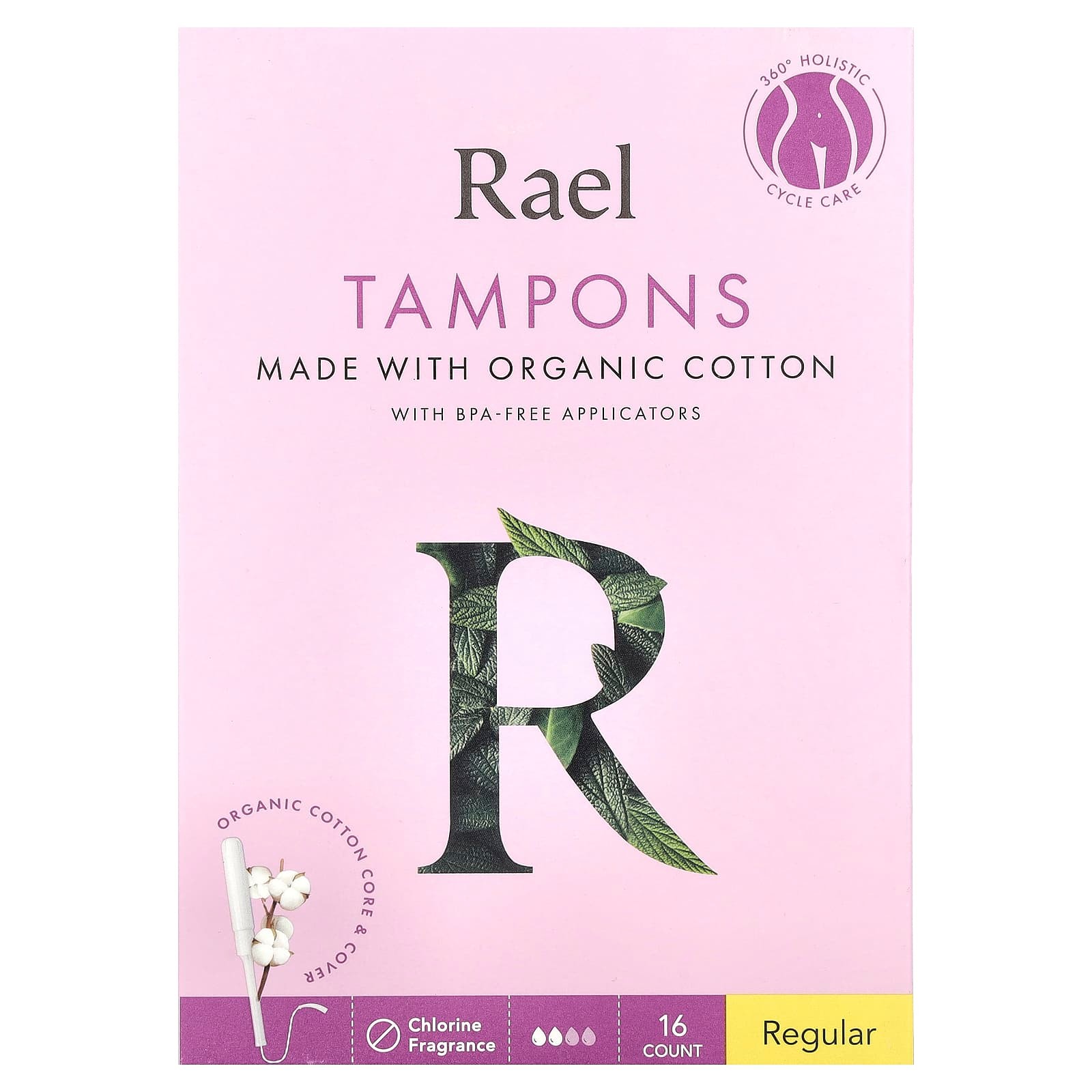 Rael, Organic Cotton Tampons, Regular, Fragrance Free , 16 Count Deals ...