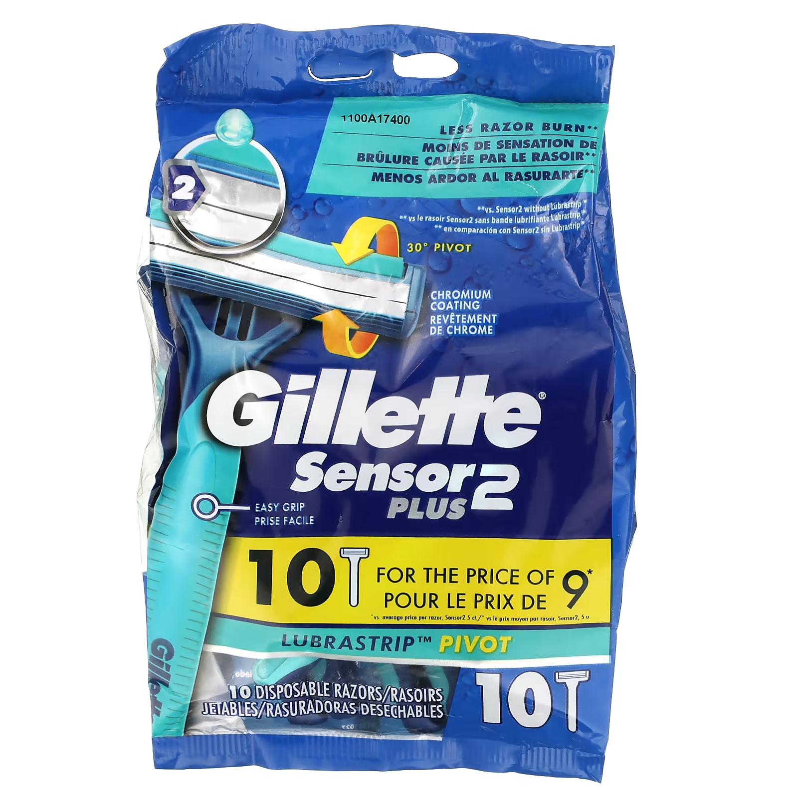 Gillette, Sensor 2 Plus, Pivoting Head, Disposable Razors, 10 Count ...