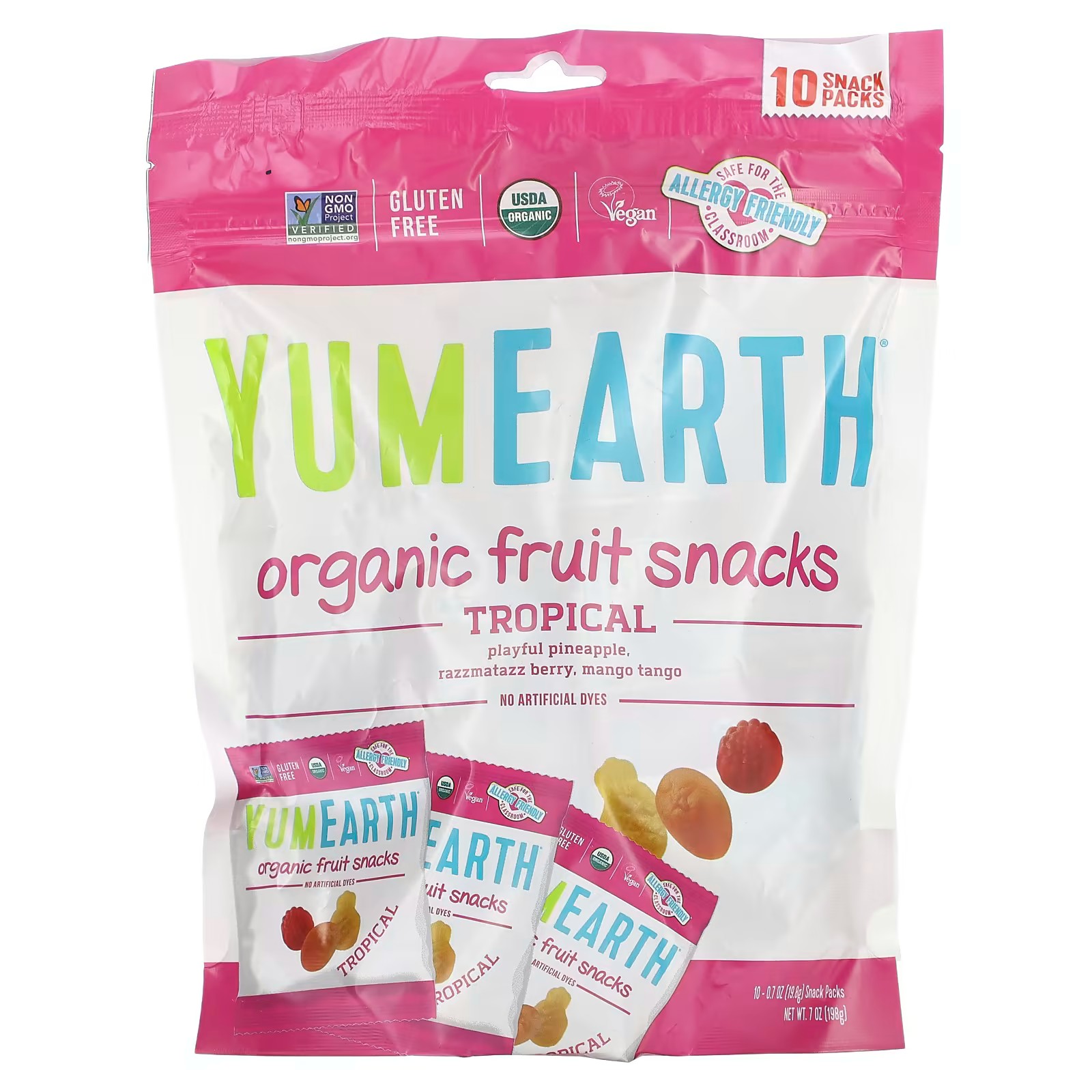 YumEarth, Organic Fruit Snacks, Tropical, 10 Packs, 0.7 oz (19.8 g ...