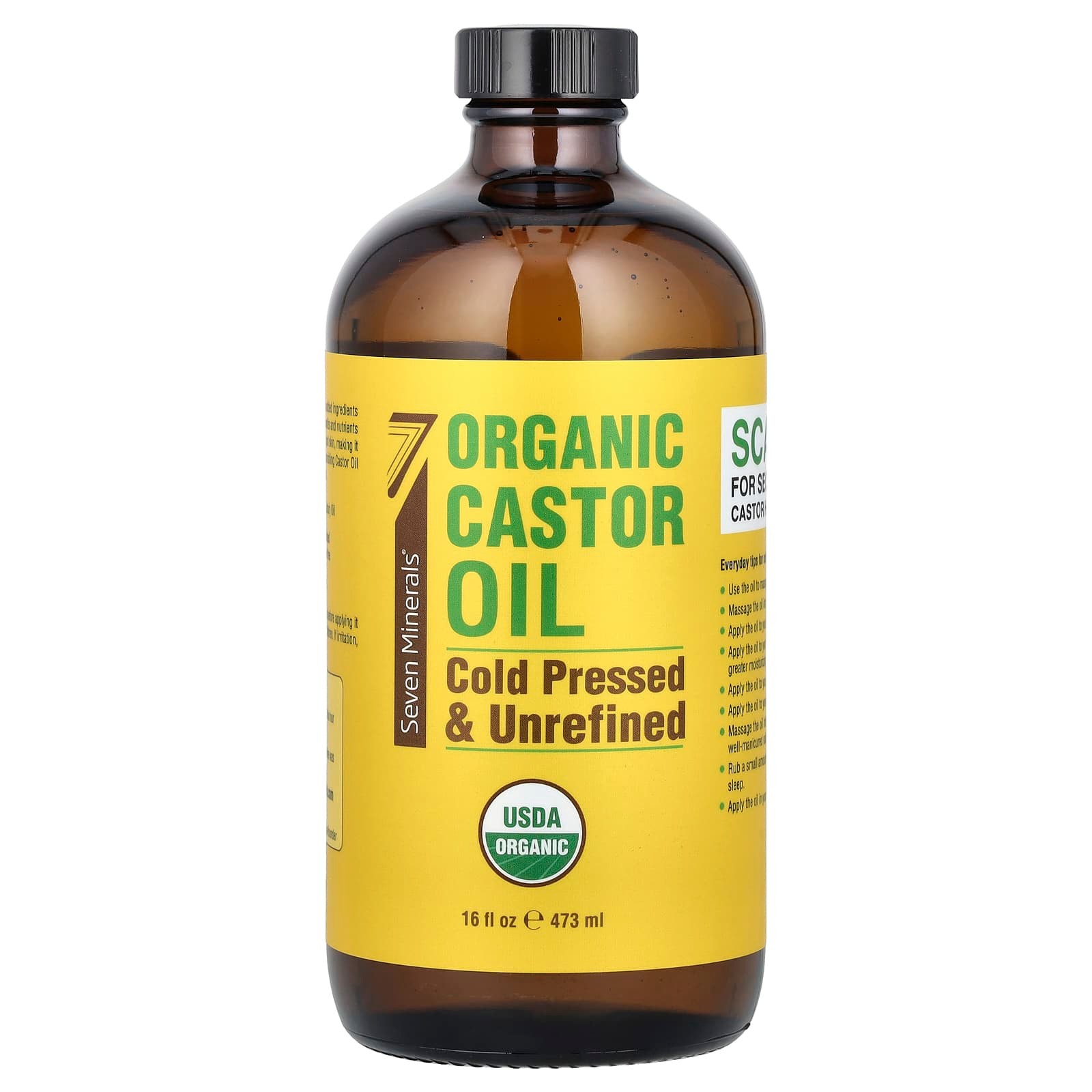 Seven Minerals, Organic Castor Oil, 16 fl oz (473 ml): le migliori ...