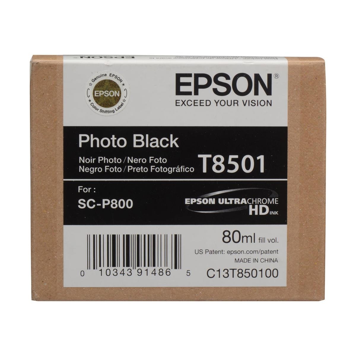 Epson T850 Photo Black Inkjet UltraChrome HD Ink Cartridge for ...