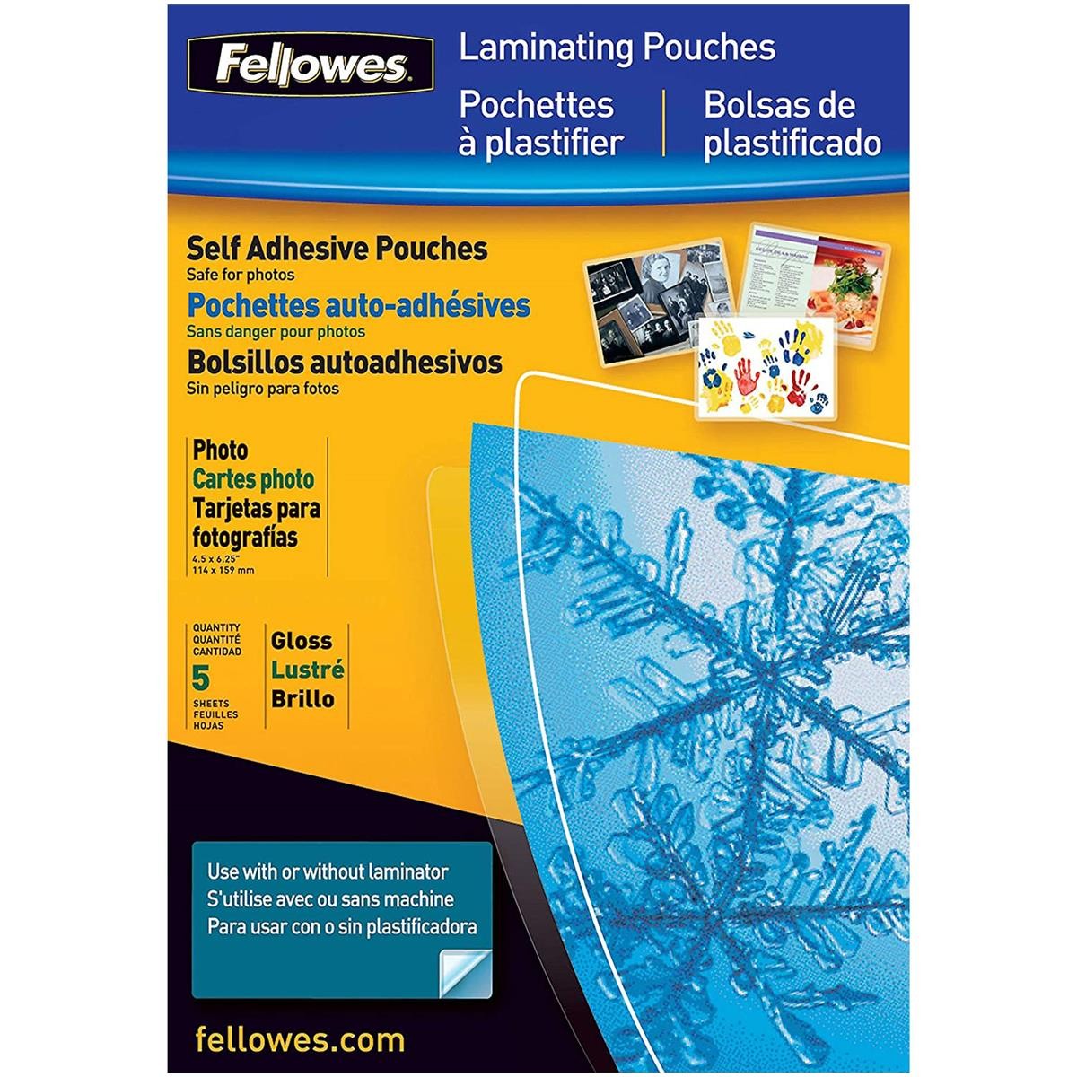 Fellowes Self-Adhesive 5 Mil Pouches, ID Tag Punched with Clip, 5 Pack ...