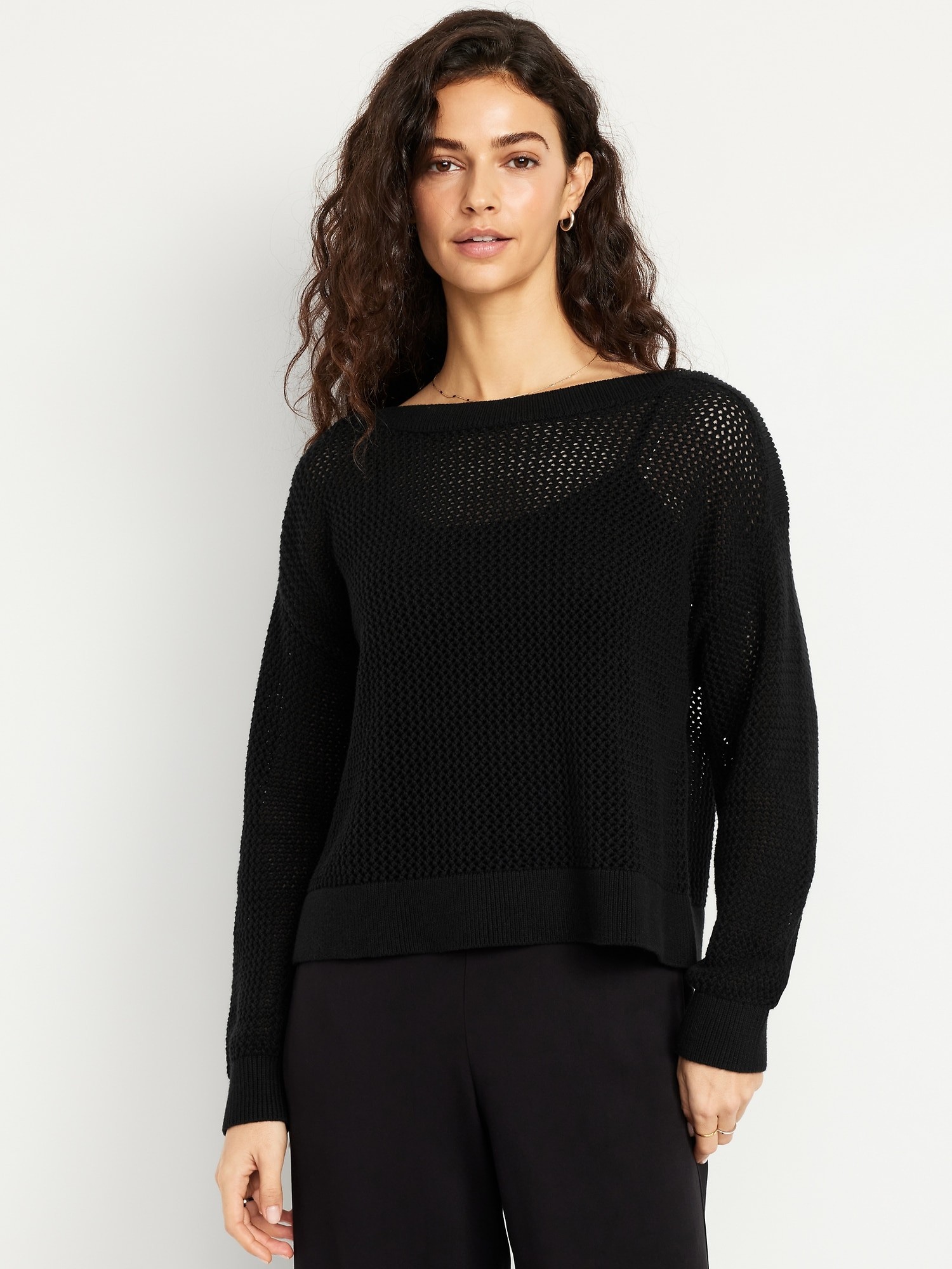 Mejores ofertas e historial de precios de Boat-Neck Open-Stitch Sweater ...