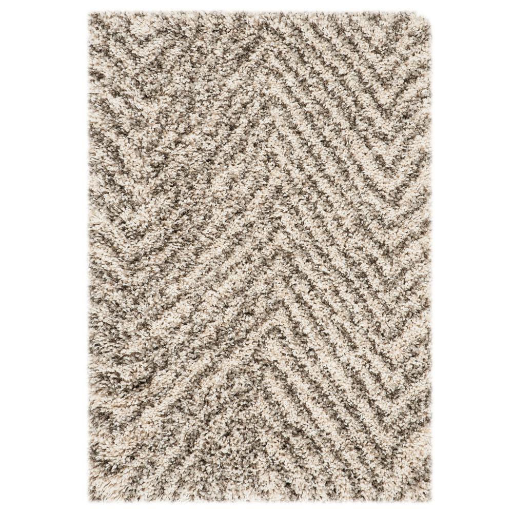SAFAVIEH Hudson Shag Ivory/Gray 2 ft. x 3 ft. Striped Chevron Area Rug ...