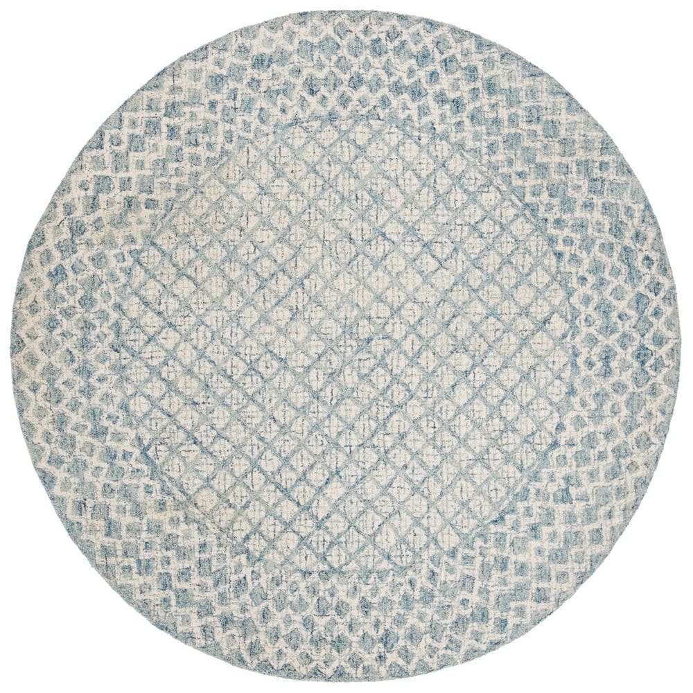 Abstract Blue/Ivory 6 ft. x 6 ft. Round Geometric Area Rug Best Deals ...