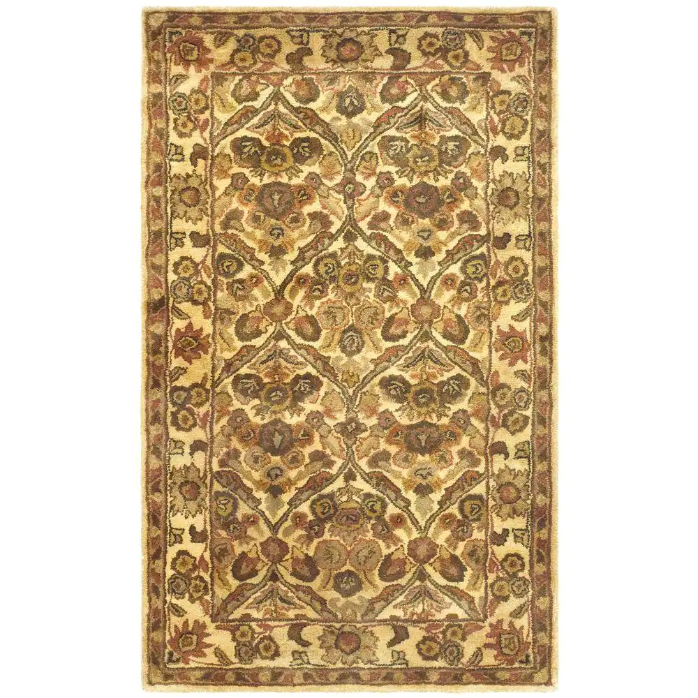 Antiquity Gold Doormat 3 ft. x 5 ft. Border Floral Geometric Area Rug ...