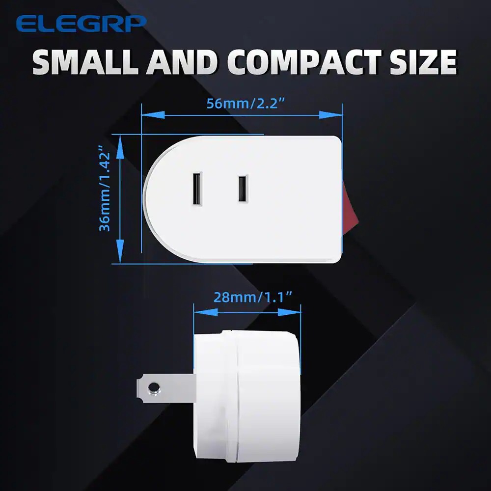 ELEGRP 15 Amp 125-Volt 2 Prong Grounded Single Outlet Adapter Plug with ...