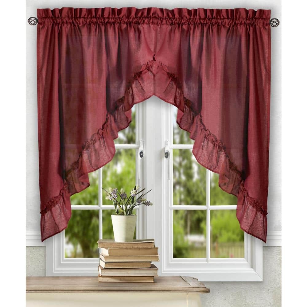 Stacey 38 in. L Polyester/Cotton Swag Valance Pair in Merlot Deals and ...