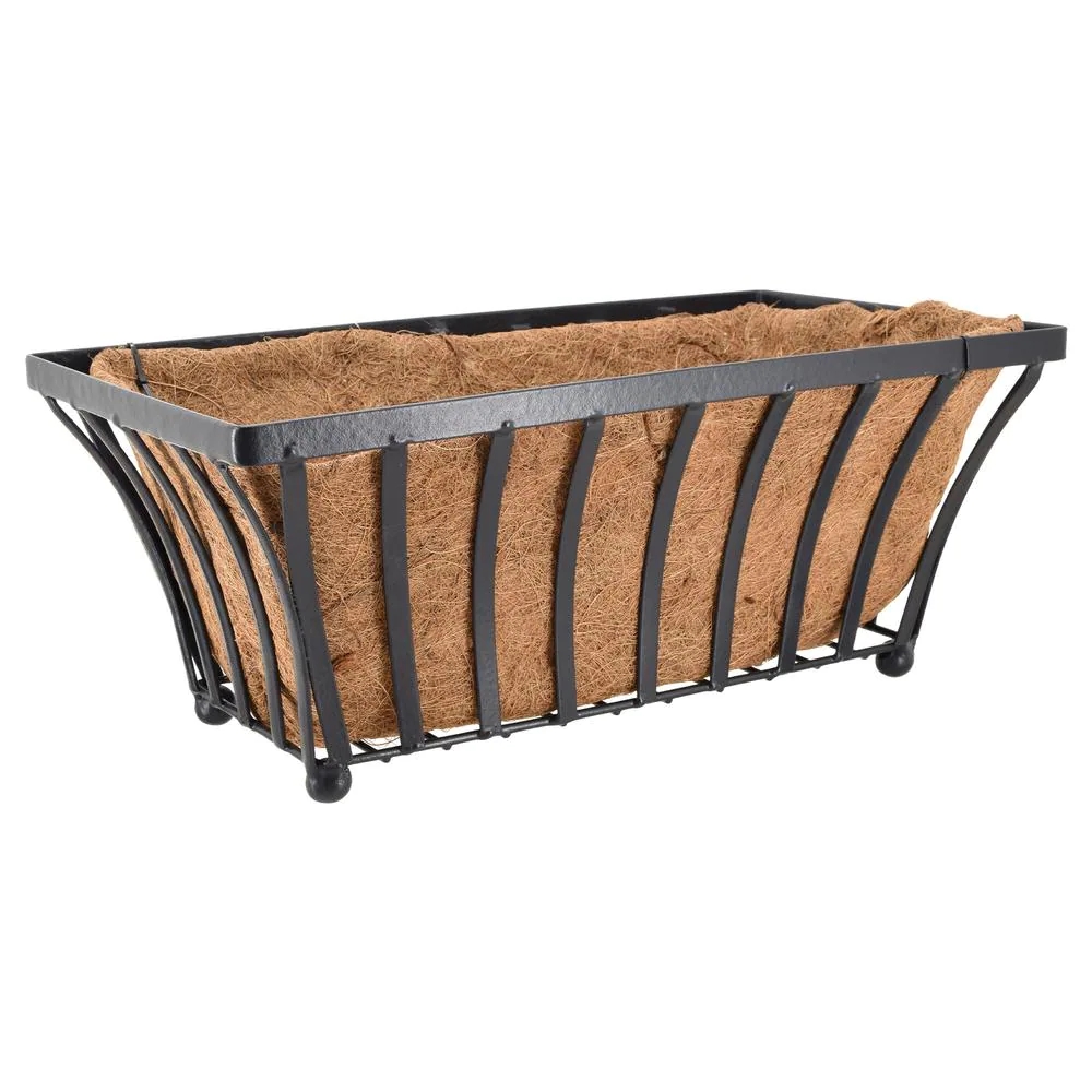 Solstice 22 in. Rectangular Black Metal Coconut Planter Best Deals and ...