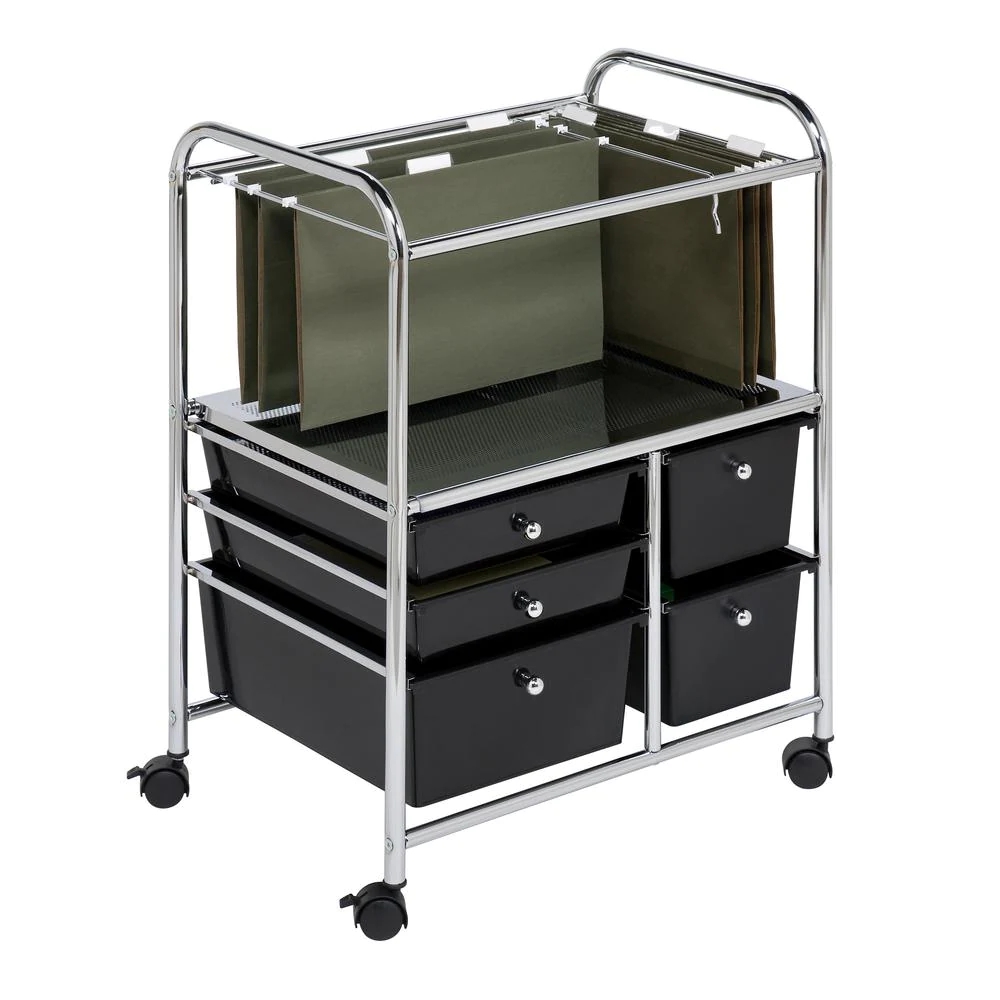 Mejores ofertas e historial de precios de 5-Drawer Filing Cart, Chrome ...