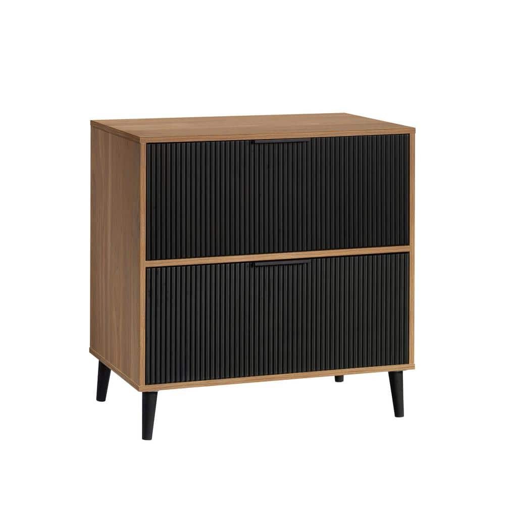 Ambleside Serene Walnut Lateral File Cabinet with Fluted Design Drawer ...