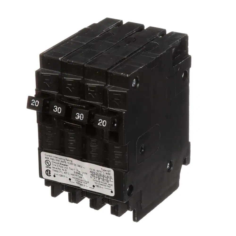 Triplex 2-Outer 20 Amp Single-Pole and 1-Inner 30 Amp Double-Pole ...