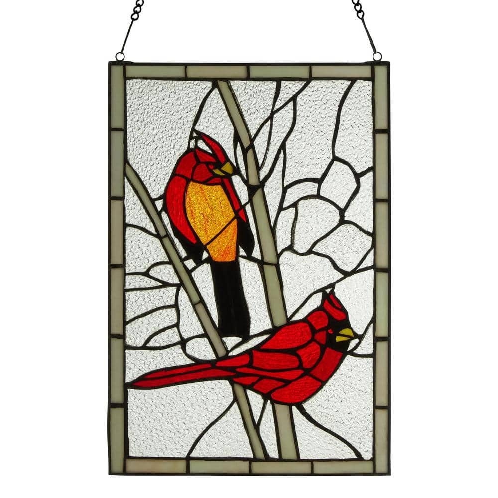 Red Northern Cardinal Songbird Stained Glass Window Panel Best Deals ...