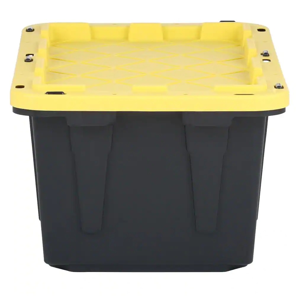 17 Gal. Tough Storage Tote in Black with Yellow Lid melhores ofertas e ...