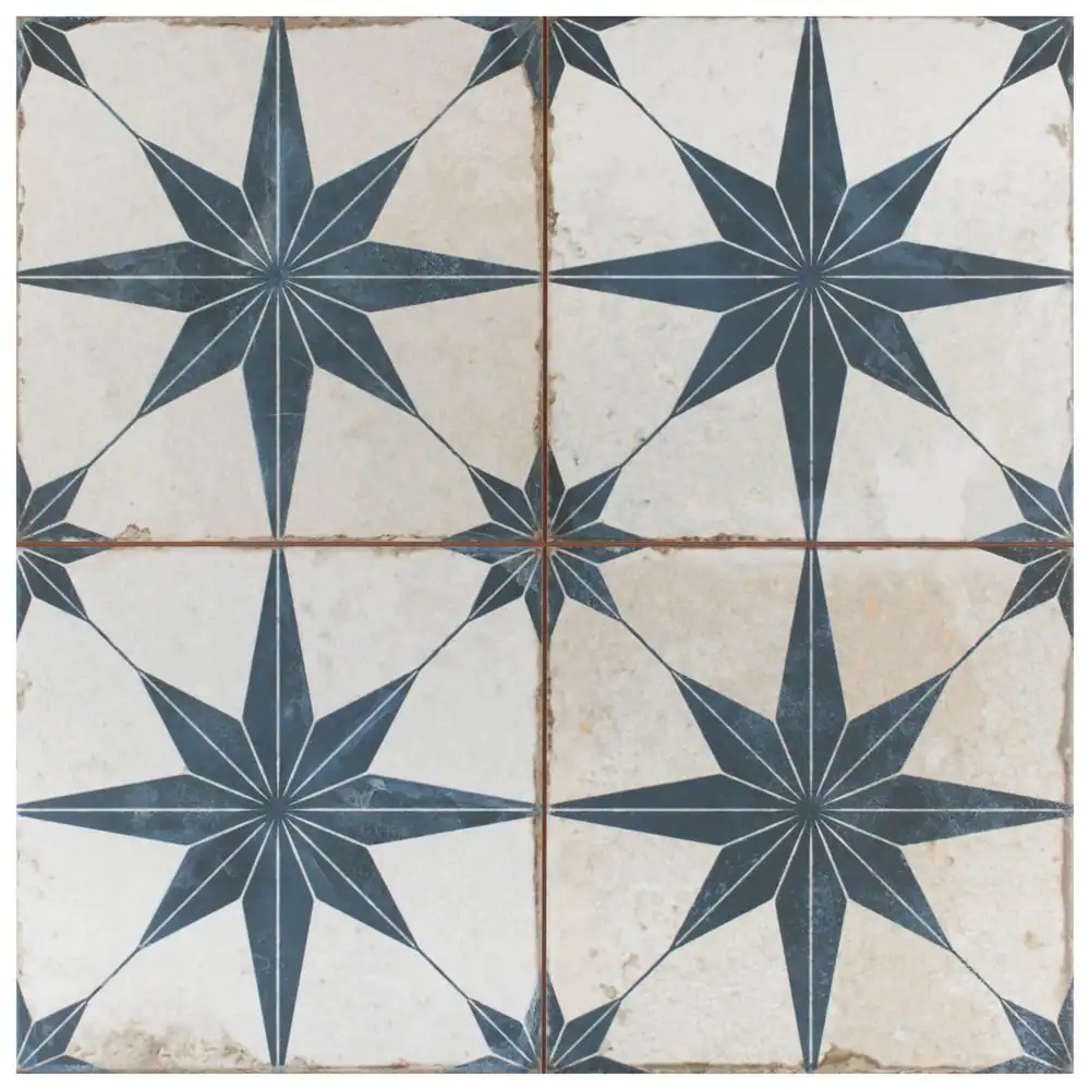 Merola Tile Kings Star Blue 17-5/8 in. x 17-5/8 in. Ceramic Floor and ...