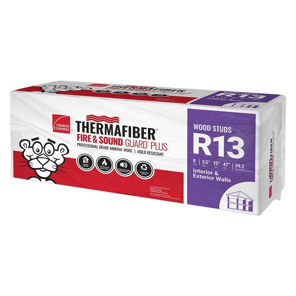 R13 Thermafiber Fire and Sound Guard Plus Mineral Wool Insulation Batt ...