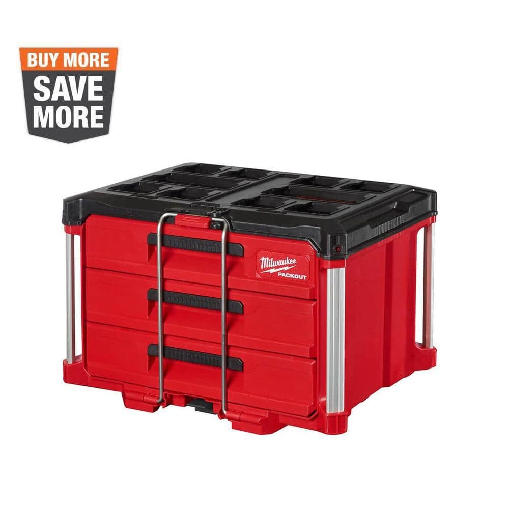 PACKOUT 22 in. Modular 3-Drawer Tool Box with Metal Reinforced Corners ...