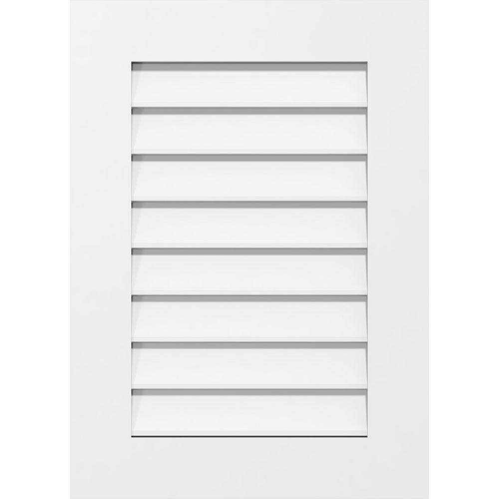 26 in. x 32 in. Rectangular White PVC Paintable Gable Louver Vent Non ...