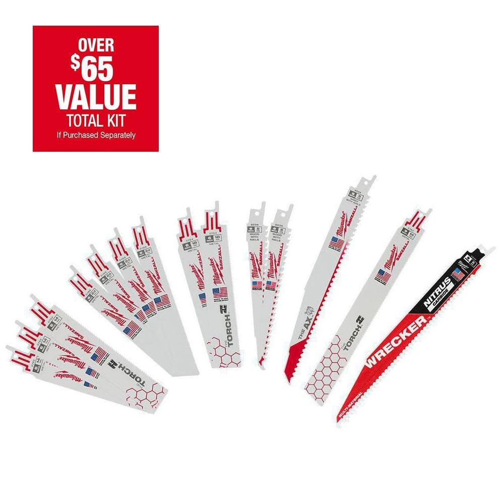 Milwaukee SAWZALL Demolition Wood & Metal Cutting Bi-Metal Reciprocating Saw Blade Set W ...