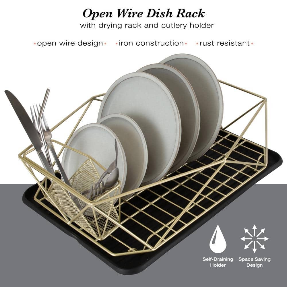 Kitchen Details Geode in Satin Gold Dish Rack Best Deals and Price ...