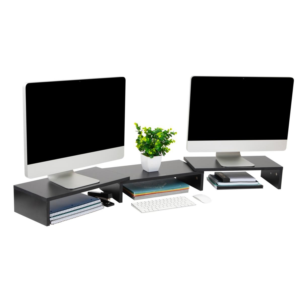 Mind Reader Adjustable 2-Tier Dual Monitor Riser, Black Deals and Price ...